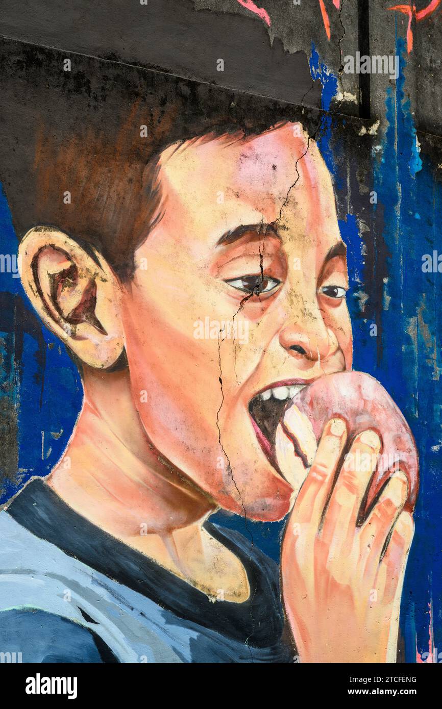 The Uncle Muniandi wall mural. Balik Pulau street art, Penang, Malaysia ...