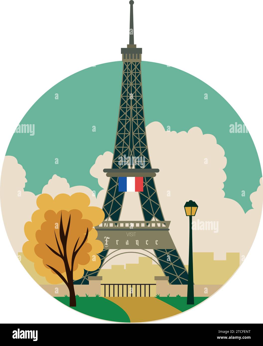 Isolated autumn seasonal view of Paris with eiffel tower landmark ...