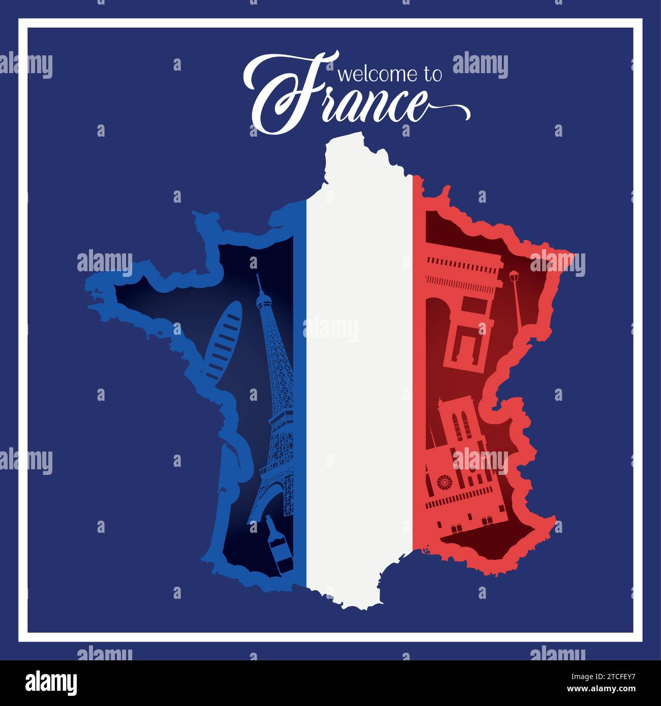 Map of french landmarks hi-res stock photography and images - Alamy