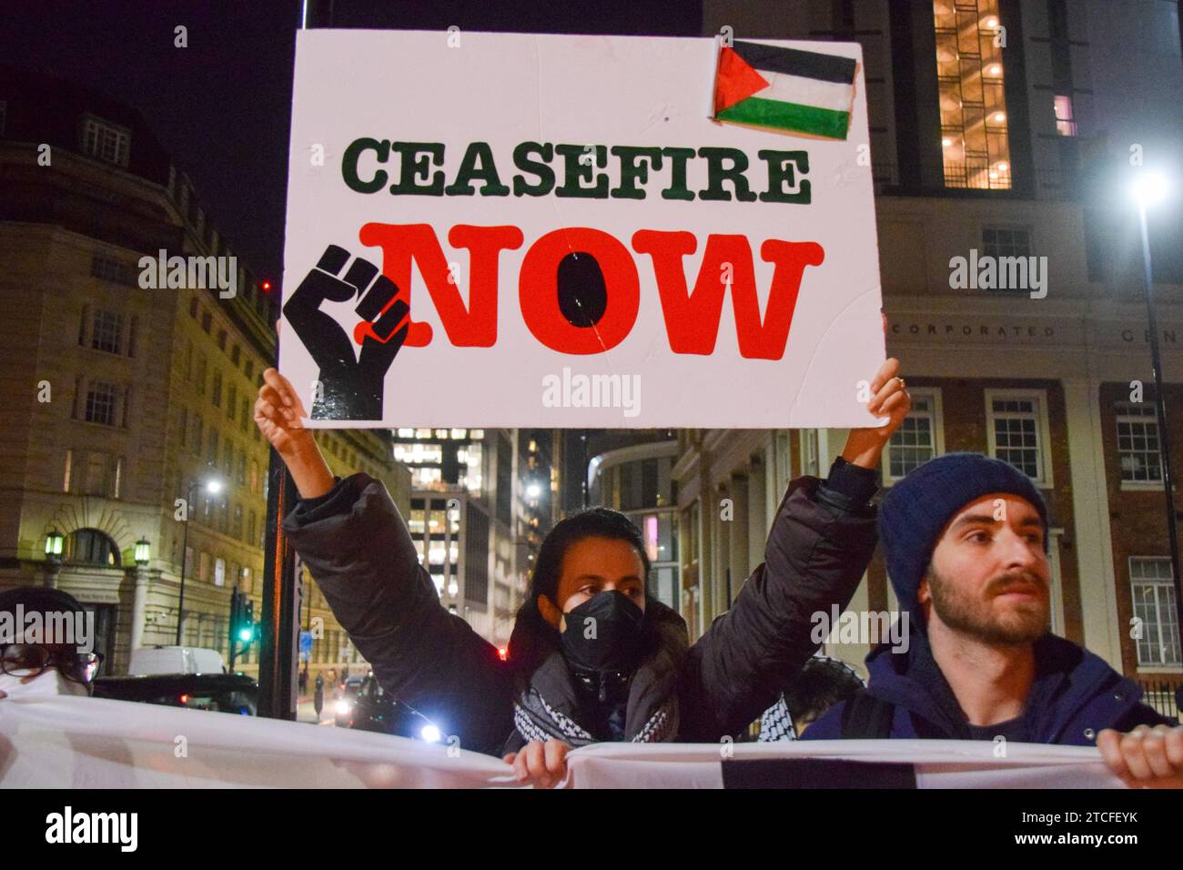 London, England, UK. 12th Dec, 2023. Pro-Palestine protesters gather ...