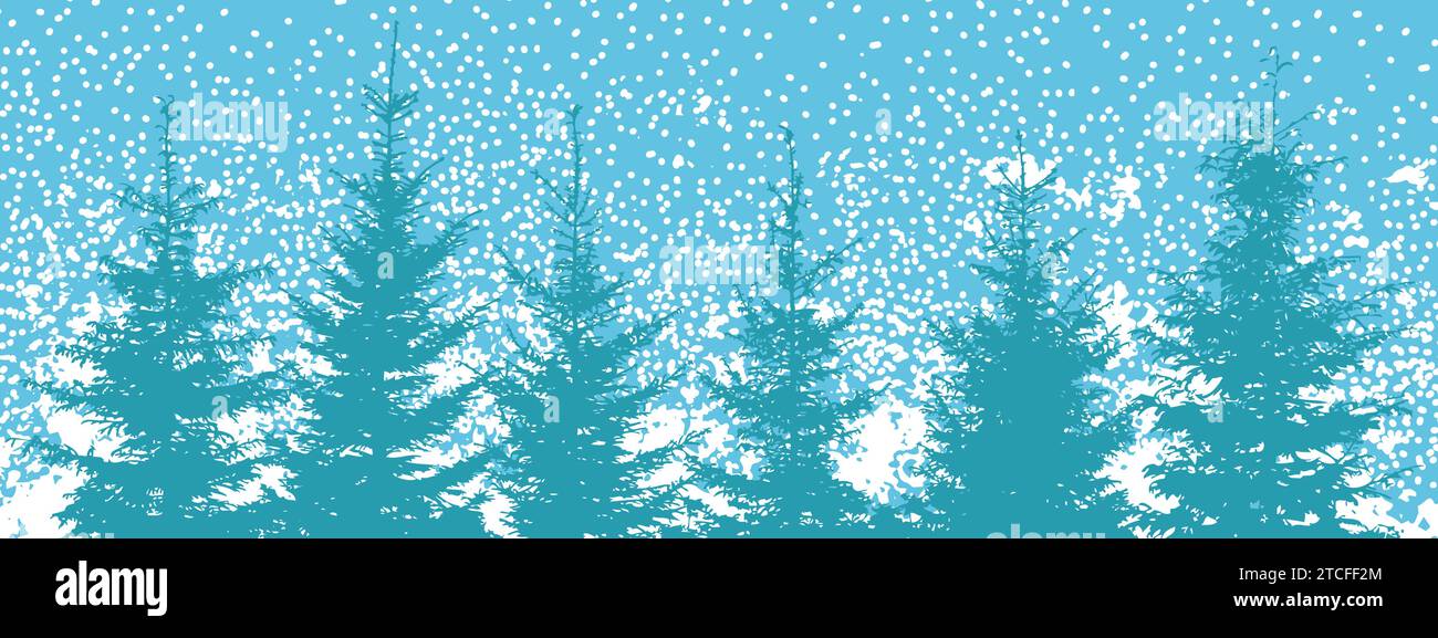 Snowy forest simple drawing. hand drawing. Not AI. Vector illustration ...