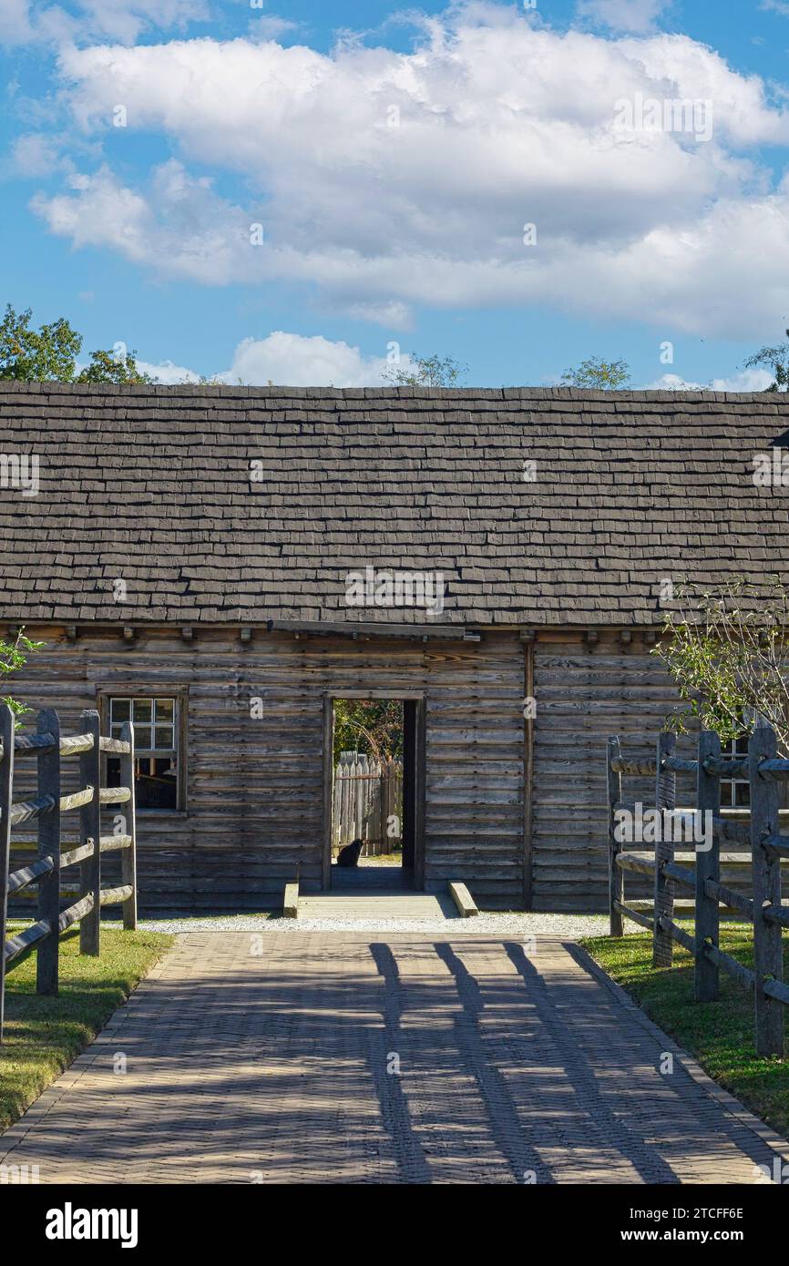Reproduction buildings of the first settlement seen at the American ...