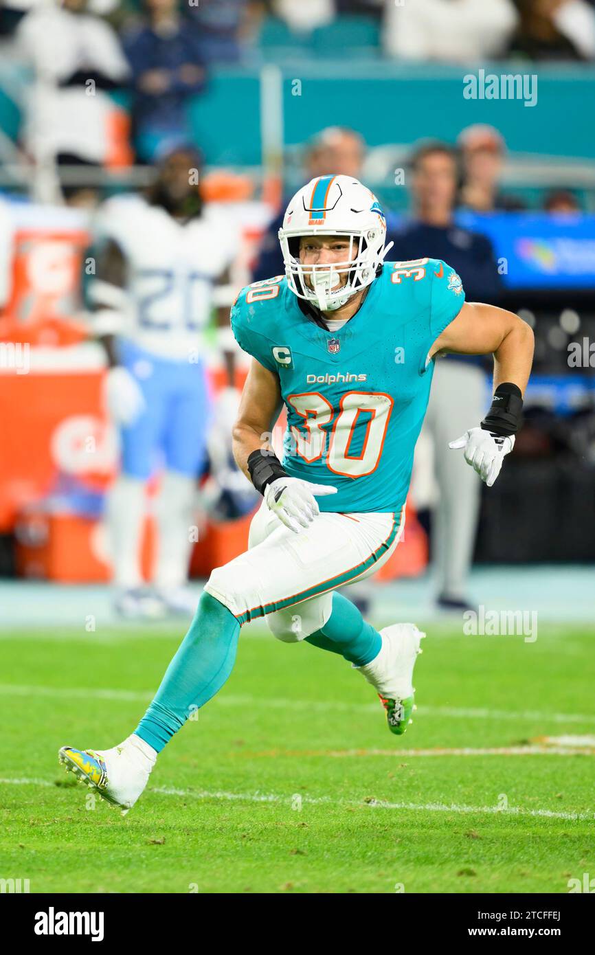 Miami Dolphins fullback Alec Ingold (30) runs a play during an NFL ...