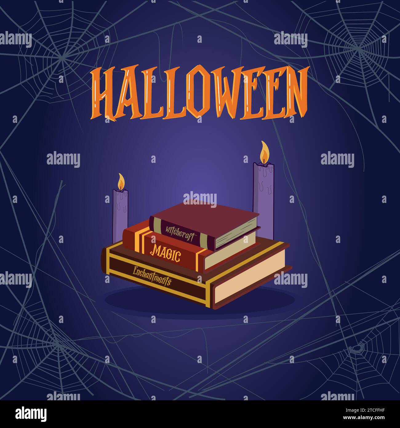 Colored halloween poster with pile of witchcraft books Vector Stock ...