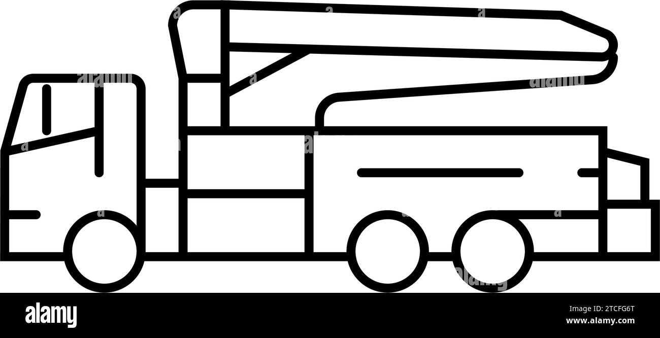 concrete pump construction vehicle line icon vector illustration Stock ...