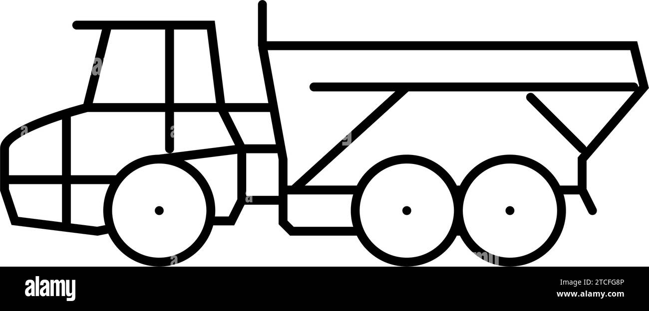 articulated hauler construction vehicle line icon vector illustration ...