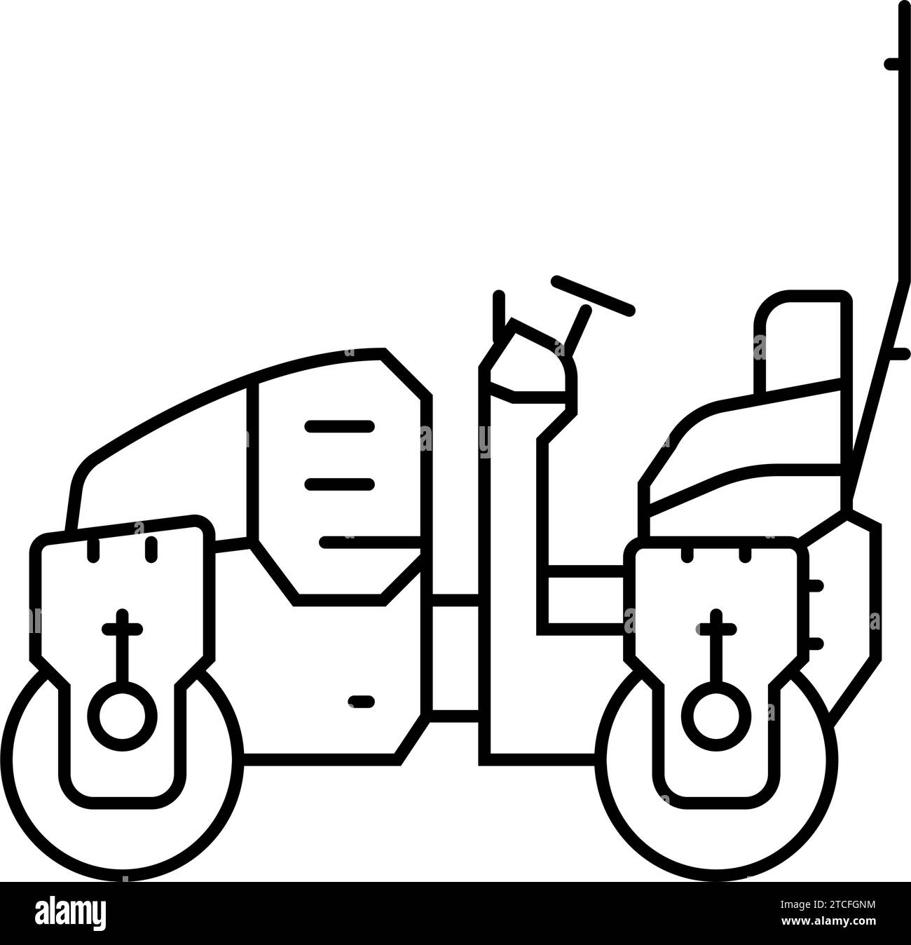 compaction roller construction vehicle line icon vector illustration ...