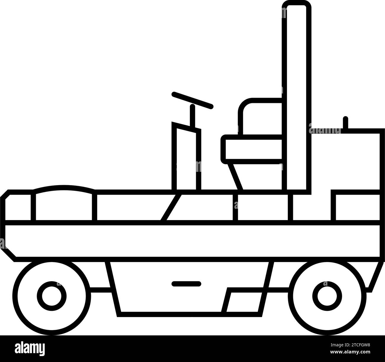 pneumatic roller construction vehicle line icon vector illustration ...