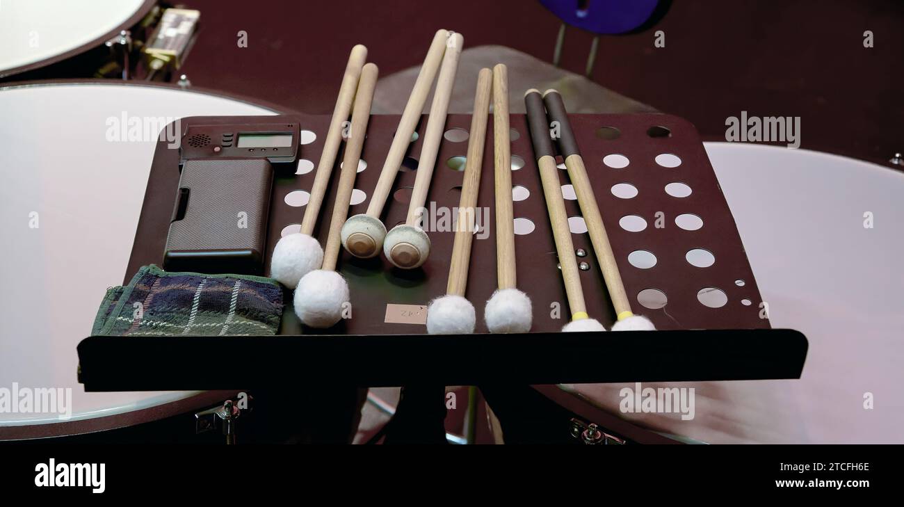 Image of a symphony orchestra timpani stick Stock Photo - Alamy