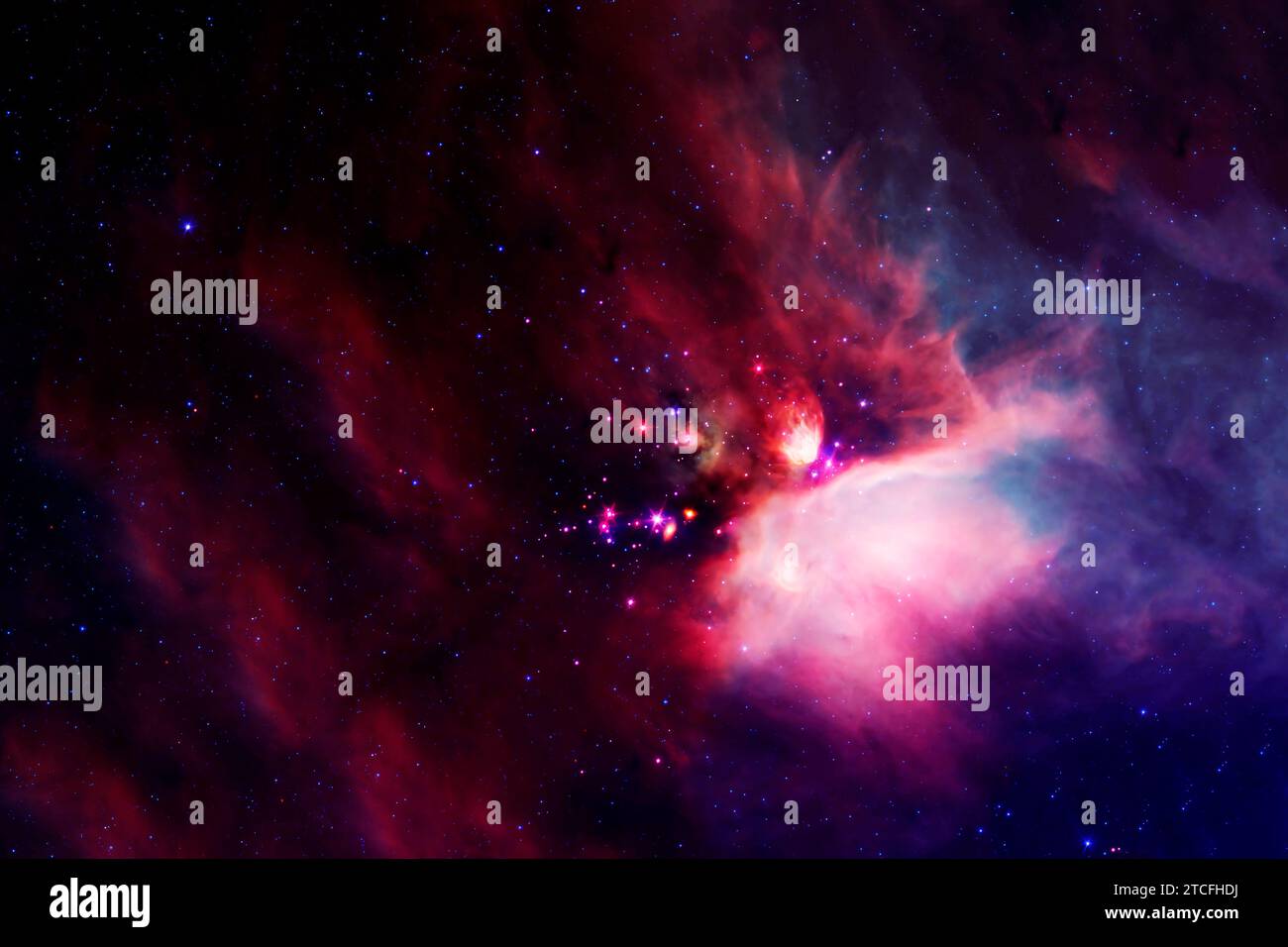 Red cosmic nebula. Elements of this image furnished by NASA. High ...