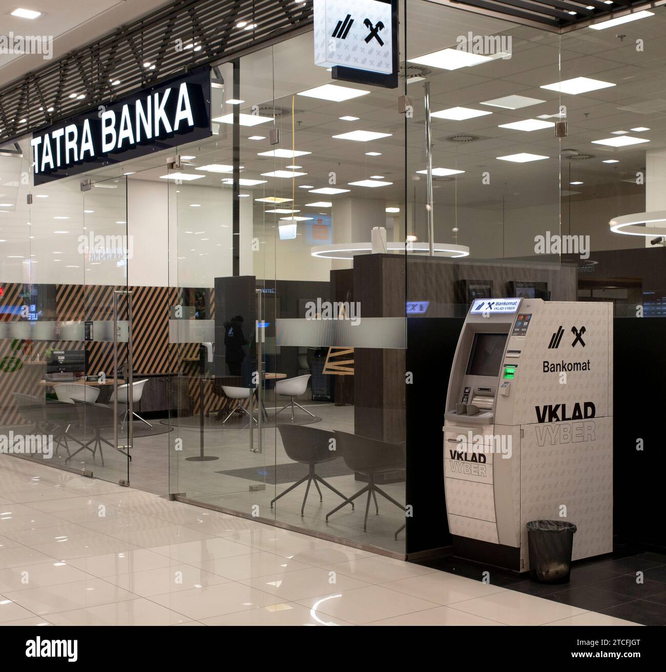 Nitra, Slovakia - December, 10, 2023 : Tatra banka (Tatra Bank) branch in the Mlyny shopping ...