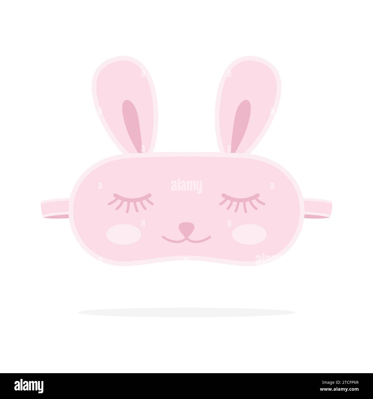 Pink rabbit sleeping mask isolated on white background. Flat vector ...