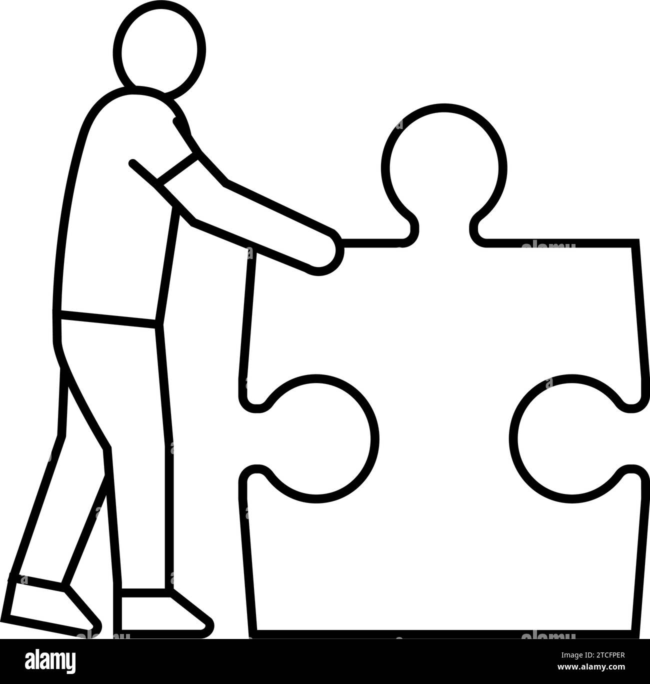 jigsaw human puzzle line icon vector illustration Stock Vector Image ...