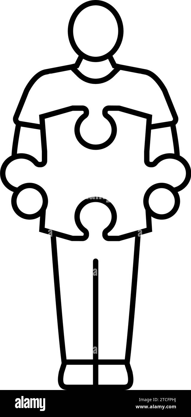 human jigsaw puzzle line icon vector illustration Stock Vector Image ...