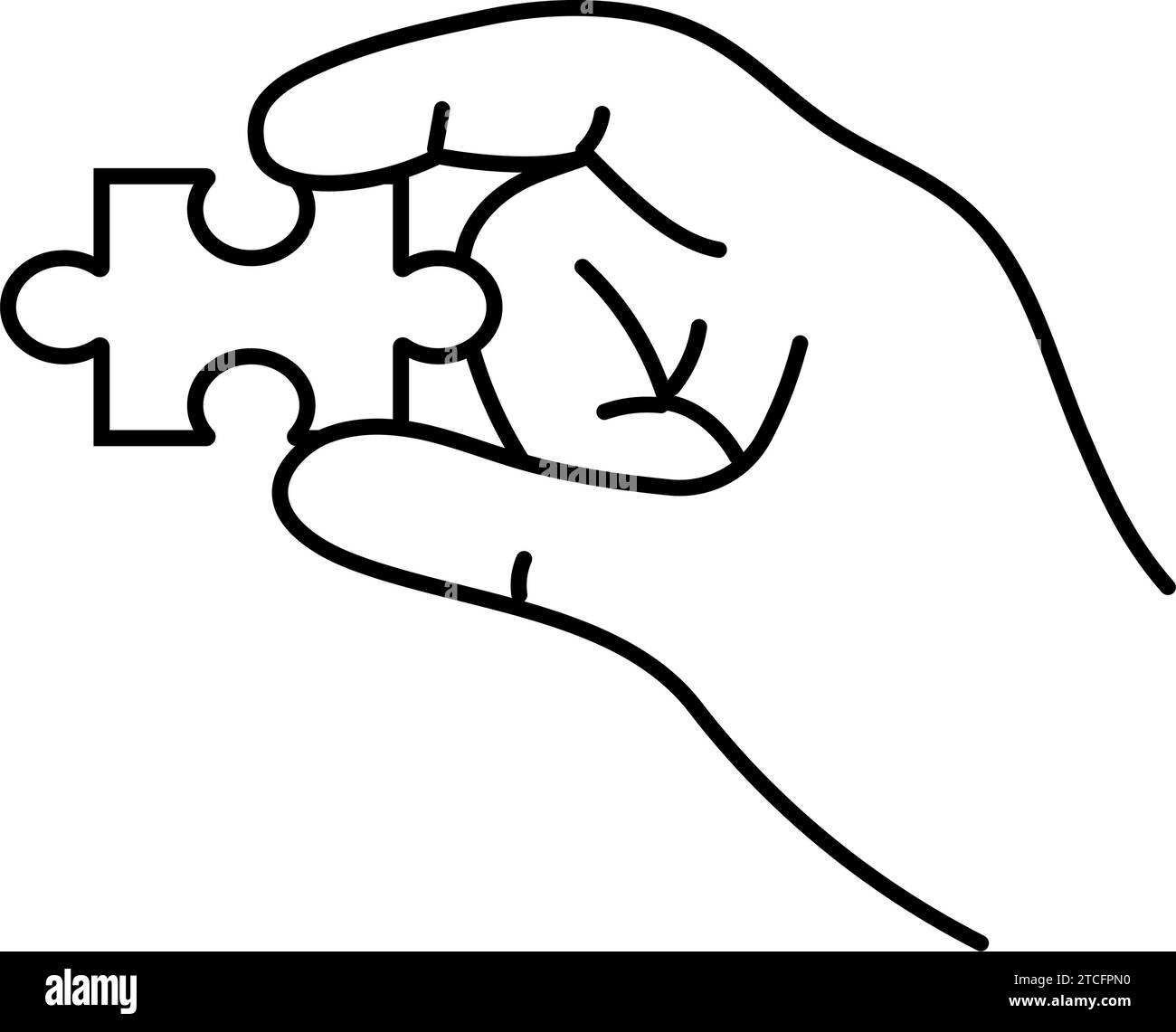 puzzle hand jigsaw line icon vector illustration Stock Vector Image ...