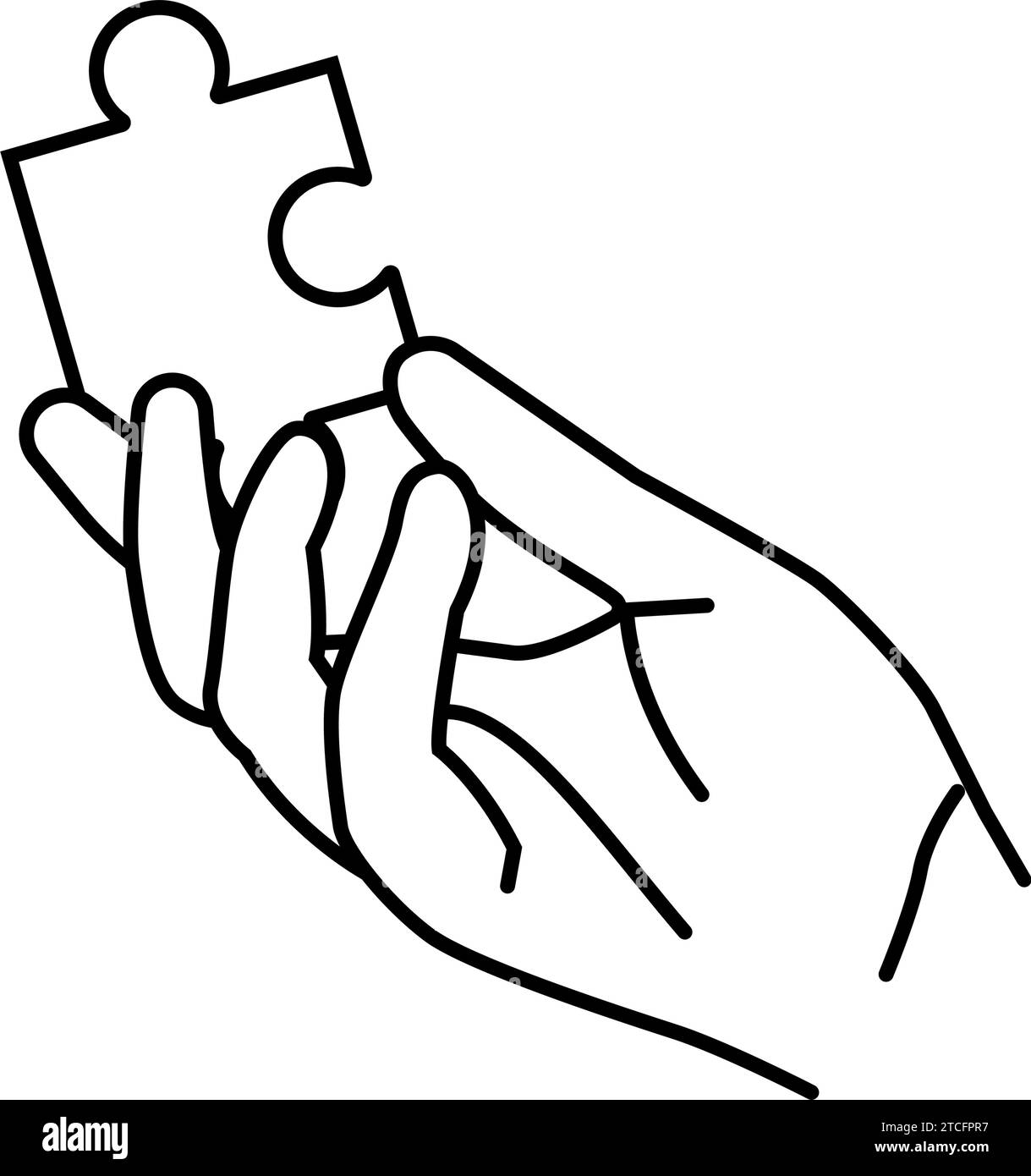 jigsaw hand puzzle line icon vector illustration Stock Vector Image ...