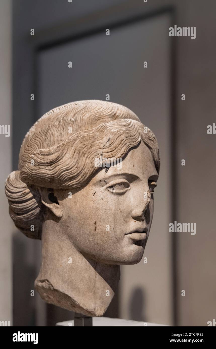 Head of a Goddess (unIDed) from Ephesos / Ephesus. Roman marble copy ...