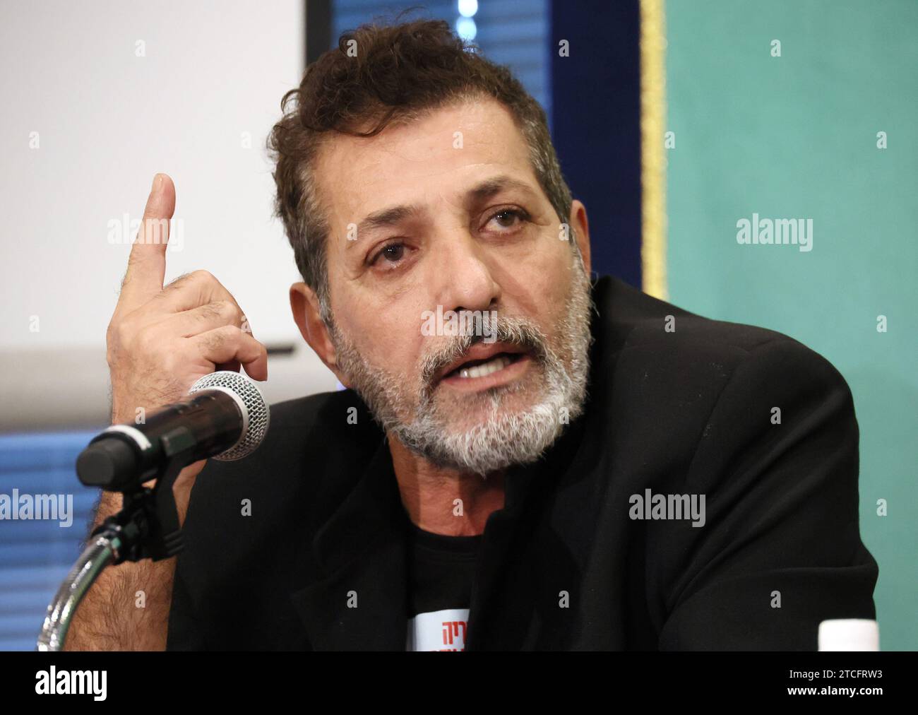 Tokyo, Japan. 12th Dec, 2023. A family member of Israeli hostages ...