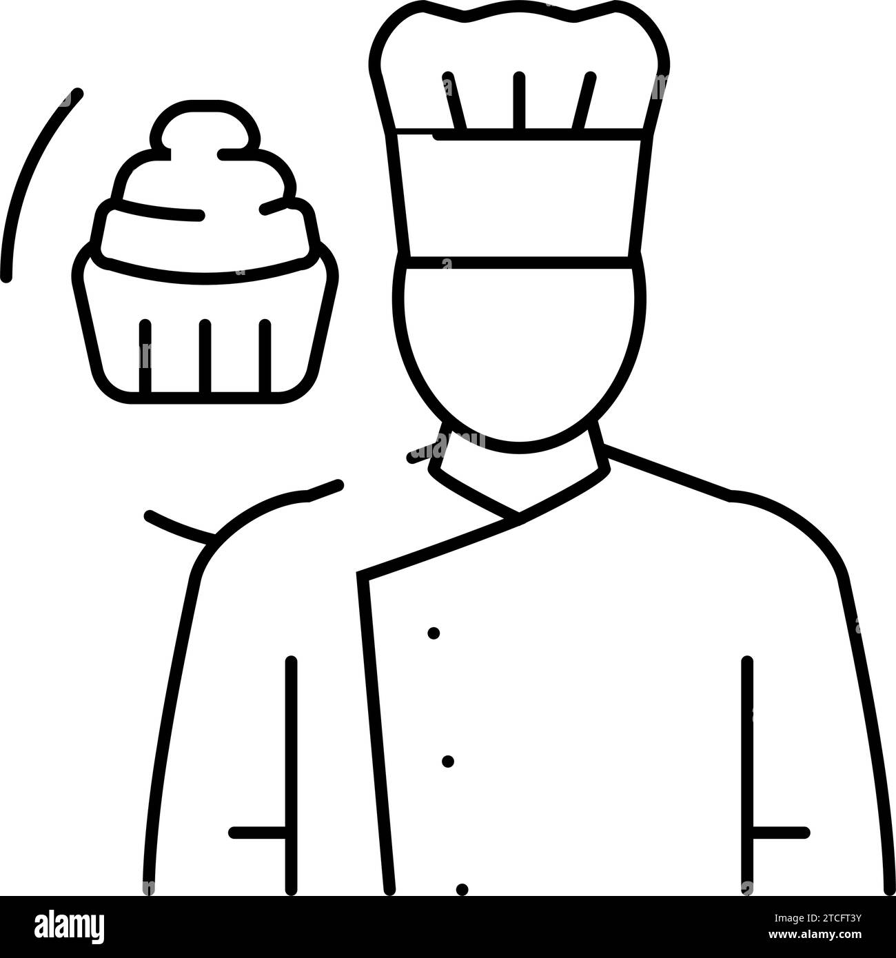 pastry chef restaurant line icon vector illustration Stock Vector Image ...