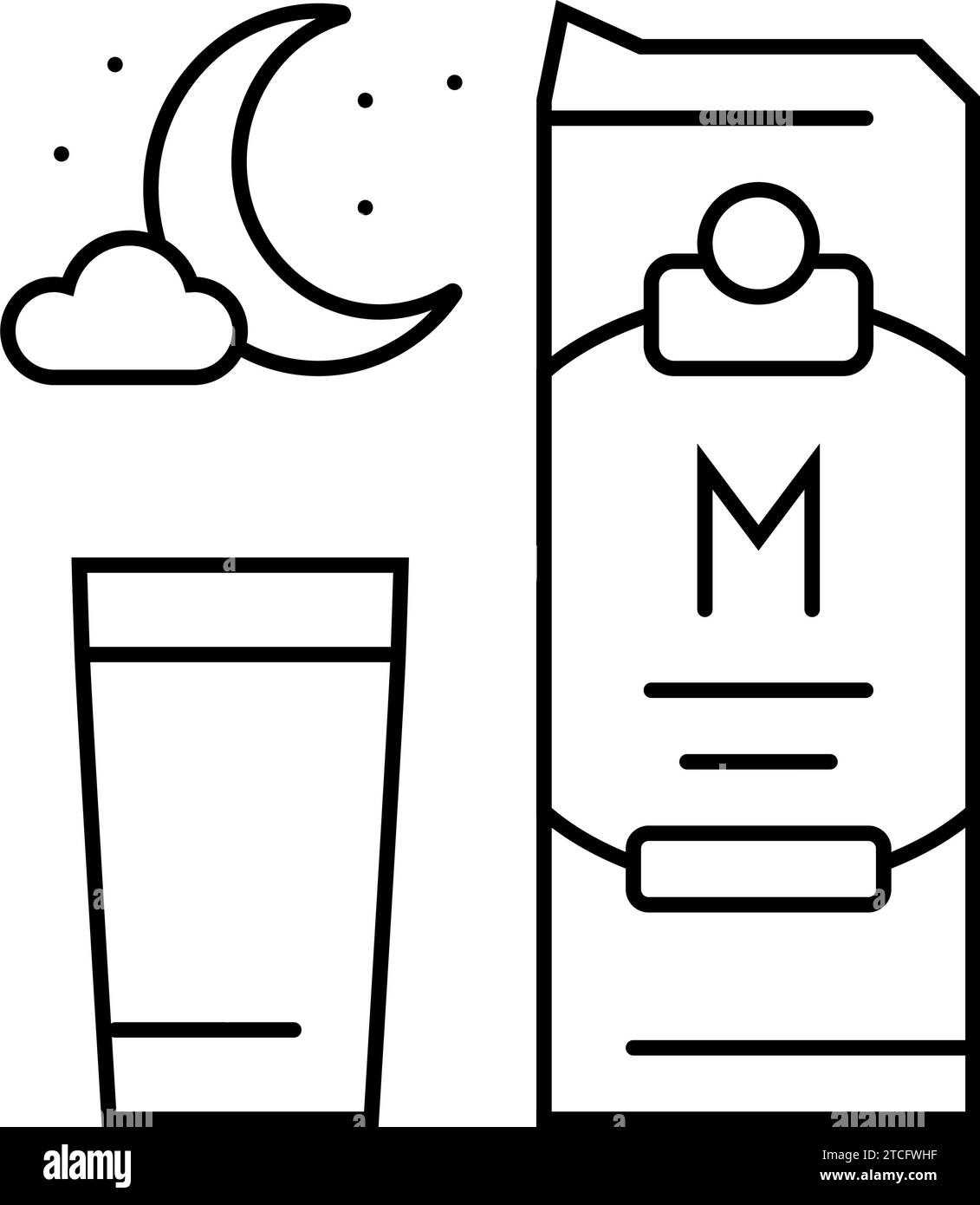 nightcap drink sleep night line icon vector illustration Stock Vector ...