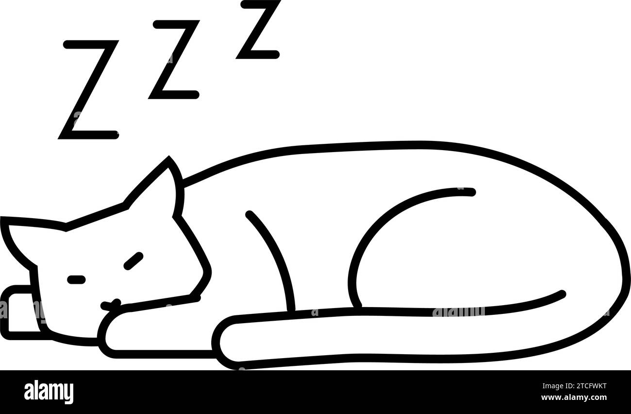 slumbering cat sleep night line icon vector illustration Stock Vector ...