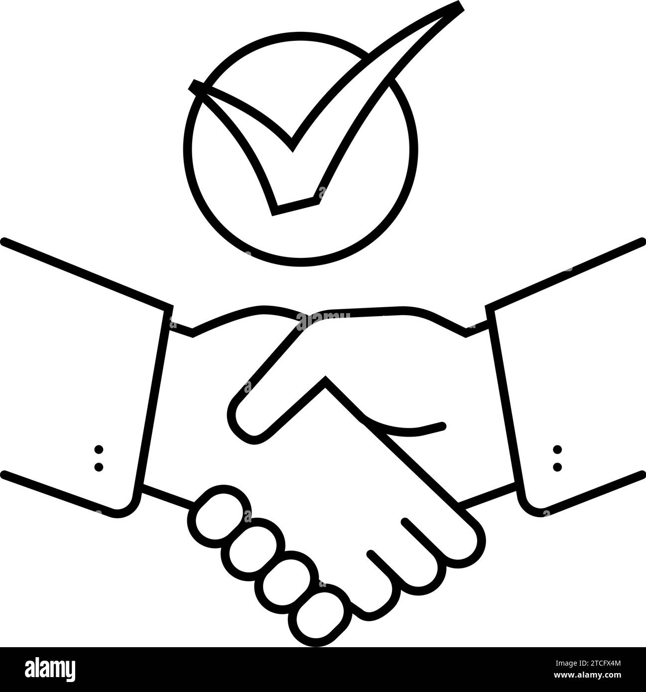 handshake check mark line icon vector illustration Stock Vector Image ...