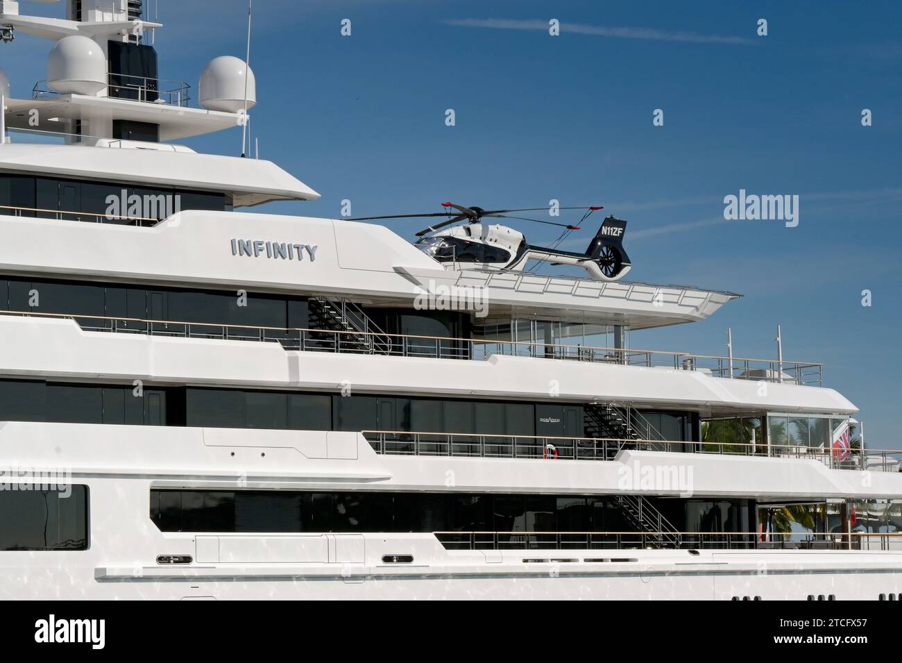 Miami, Florida, USA - 5 December 2023: Luxury super yacht Infinity in ...