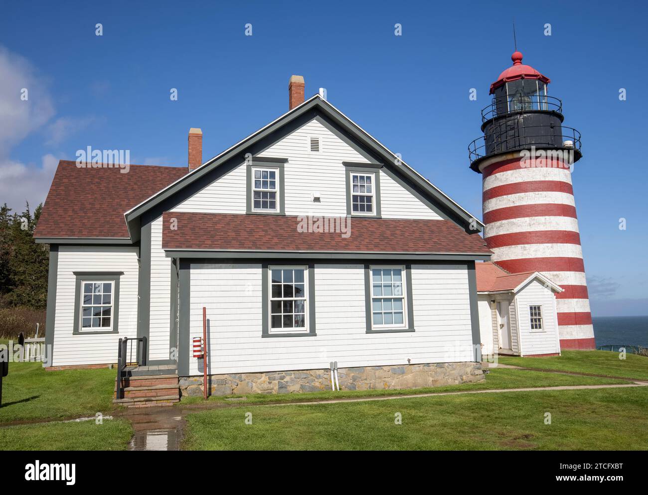 West Quoddy Head lighthouse, in Quoddy Head State Park, Lubec, Maine ...