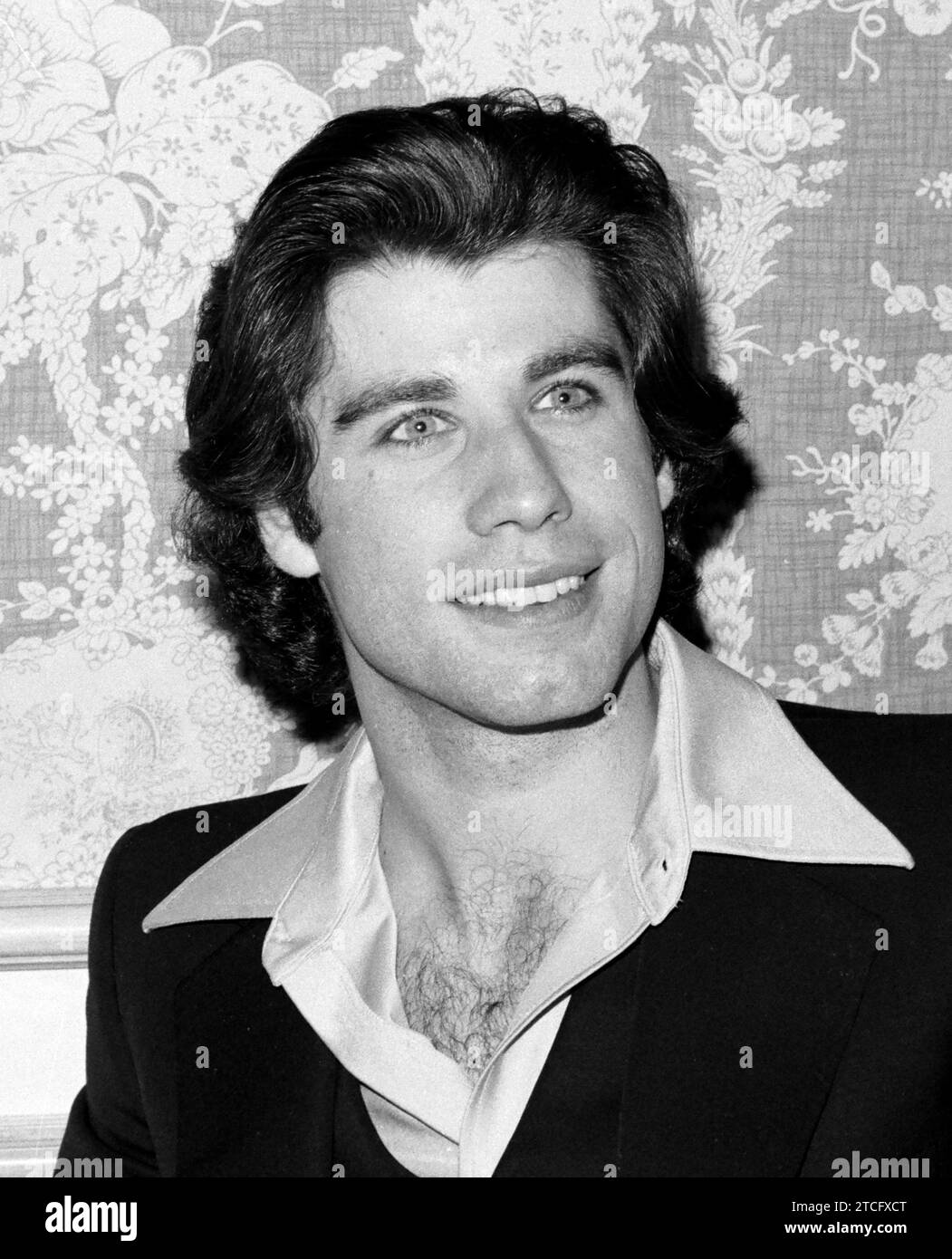 John Travolta at a press conference for "Saturday Night Fever," 1977 ...