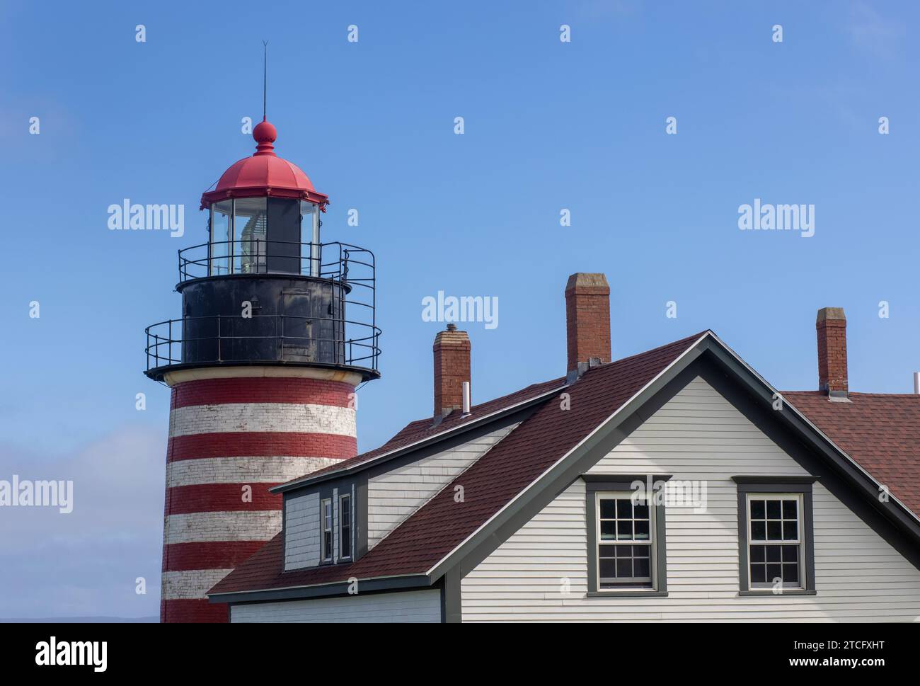 West Quoddy Head lighthouse, in Quoddy Head State Park, Lubec, Maine ...