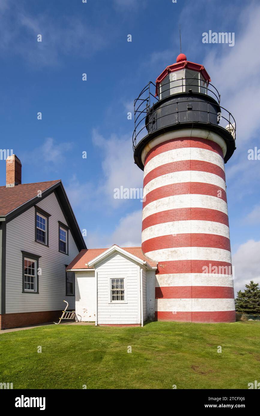 West Quoddy Head lighthouse, in Quoddy Head State Park, Lubec, Maine ...