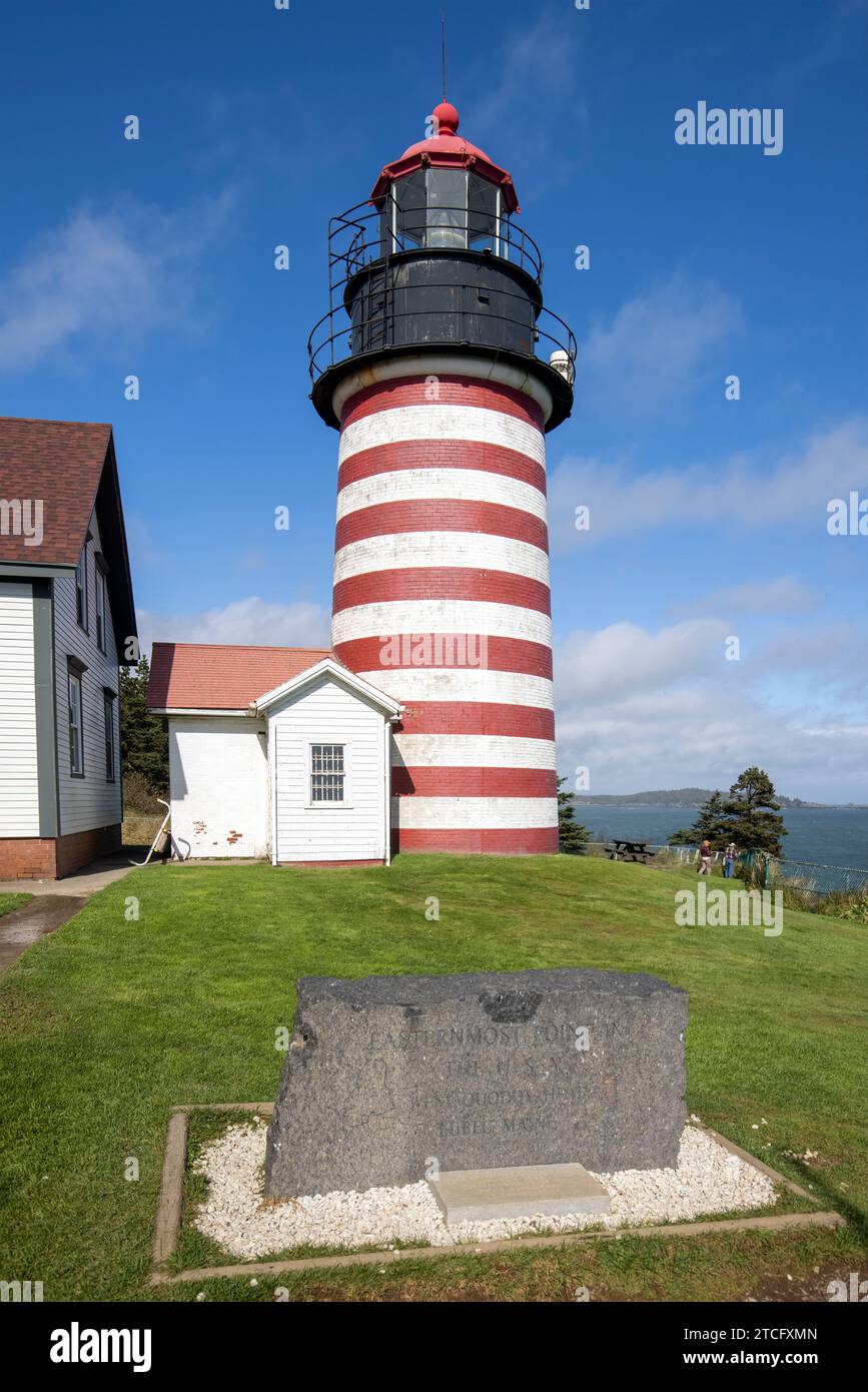 West Quoddy Head lighthouse, in Quoddy Head State Park, Lubec, Maine ...