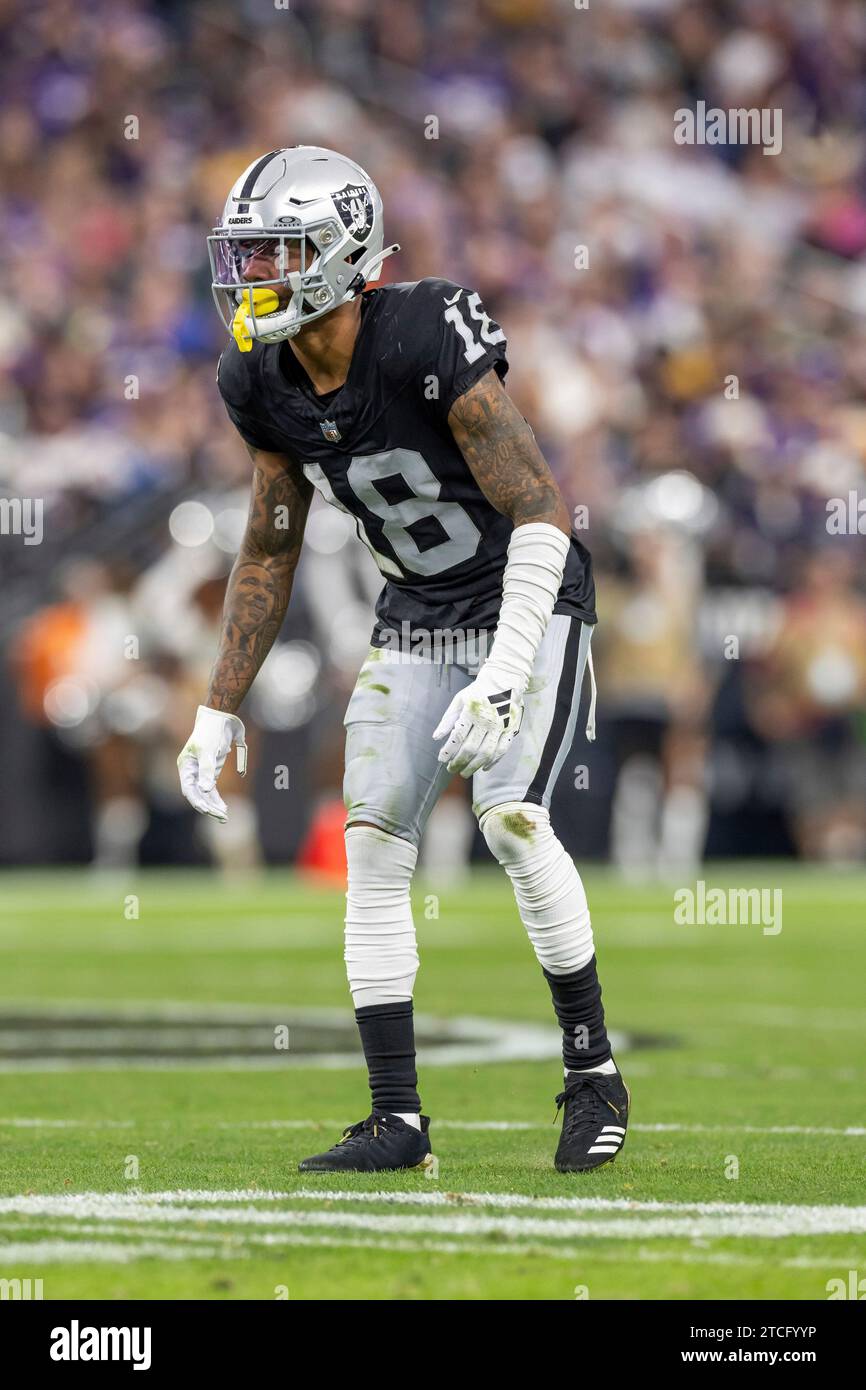 Las Vegas Raiders cornerback Jack Jones (18) against the Minnesota ...
