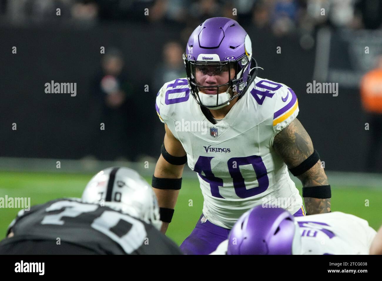 Minnesota Vikings linebacker Ivan Pace Jr. (40) lines up against the ...
