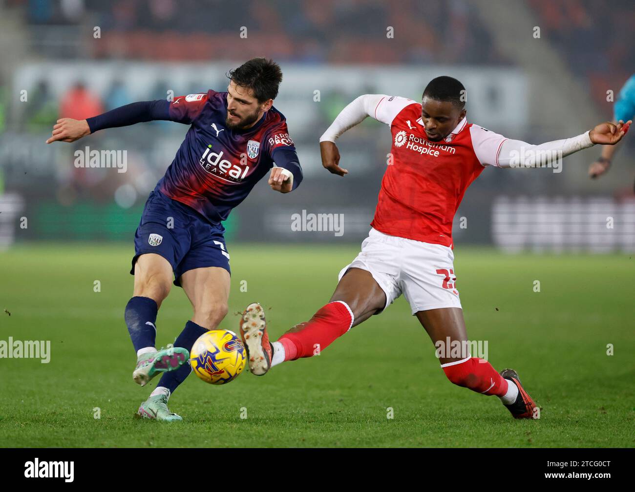 West Bromwich Albion's Okay Yokuslu (left) and Rotherham United's ...