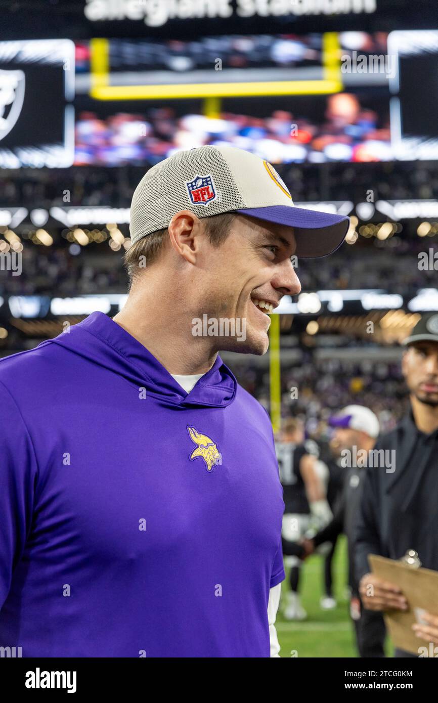 Minnesota Vikings head coach Kevin O'Connell after the Vikings defeat the Las Vegas Raiders 3-0 ...