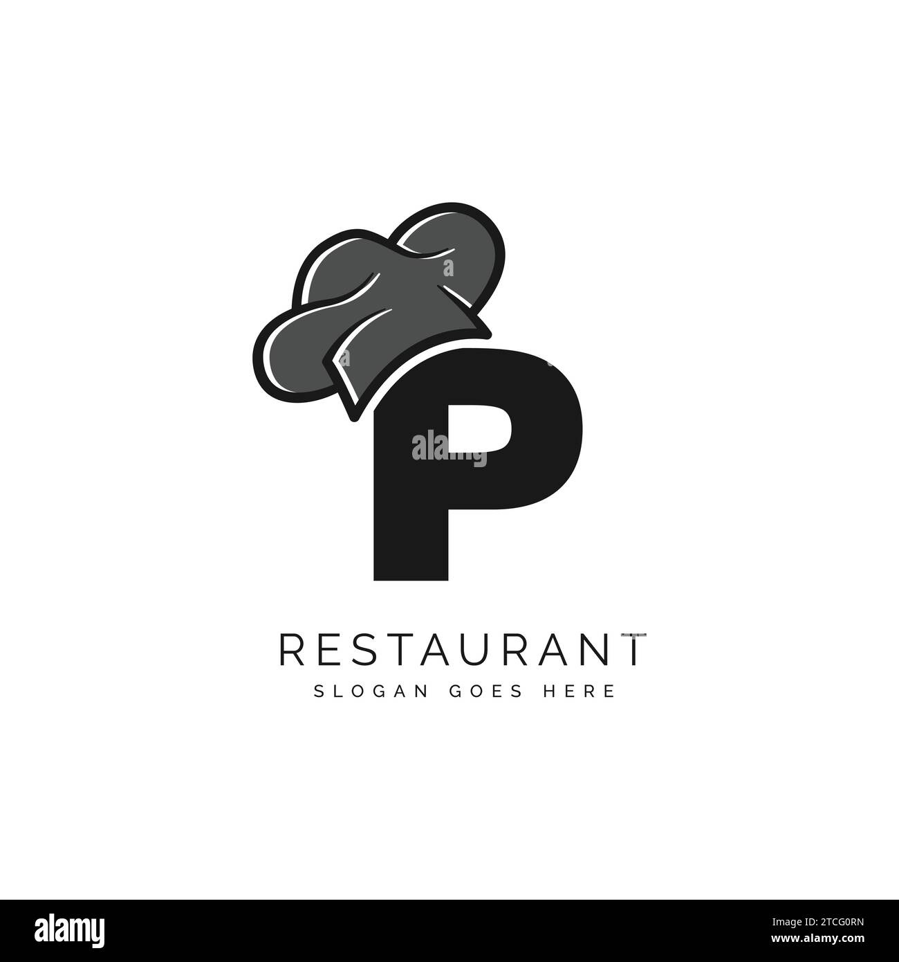 Letter P logo with chef's hat for a restaurant. Alphabet P Concept ...