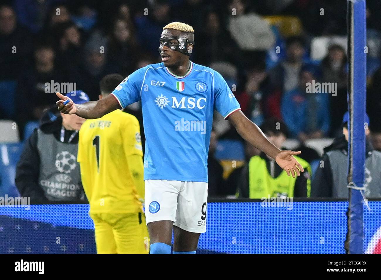 Naples, Italy. 12th Dec, 2023. Victor Osimen of SSC Napoli gesticulates ...