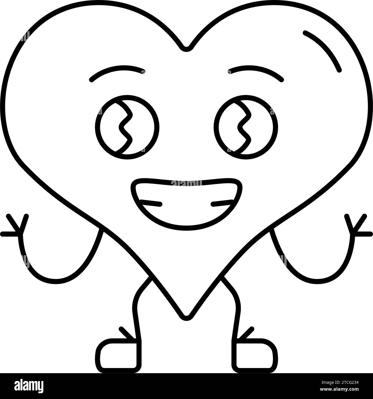 heart character happy emotions line icon vector illustration Stock ...