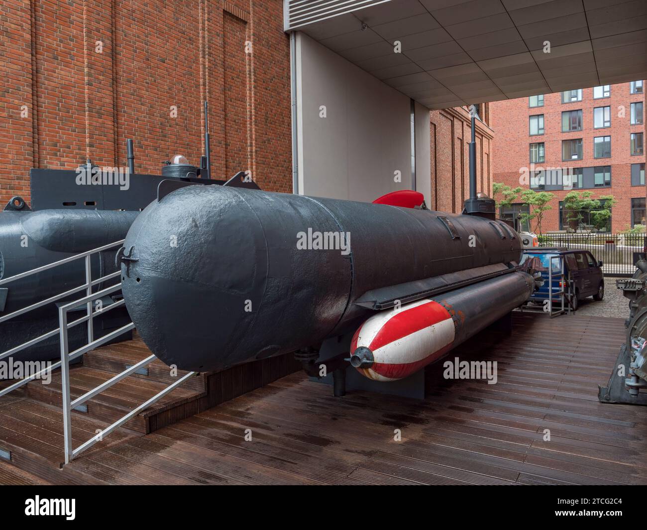 A German Navy One man submarine "Molch" (1944) on display in the ...