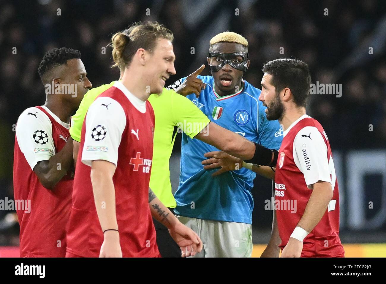 Naples, Italy. 12th Dec, 2023. Victor Osimen of SSC Napoli gesticulates ...
