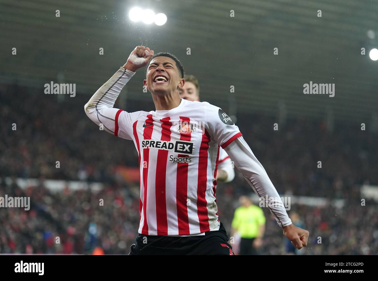 Sunderland's Jobe Bellingham celebrates scoring their side's first goal ...