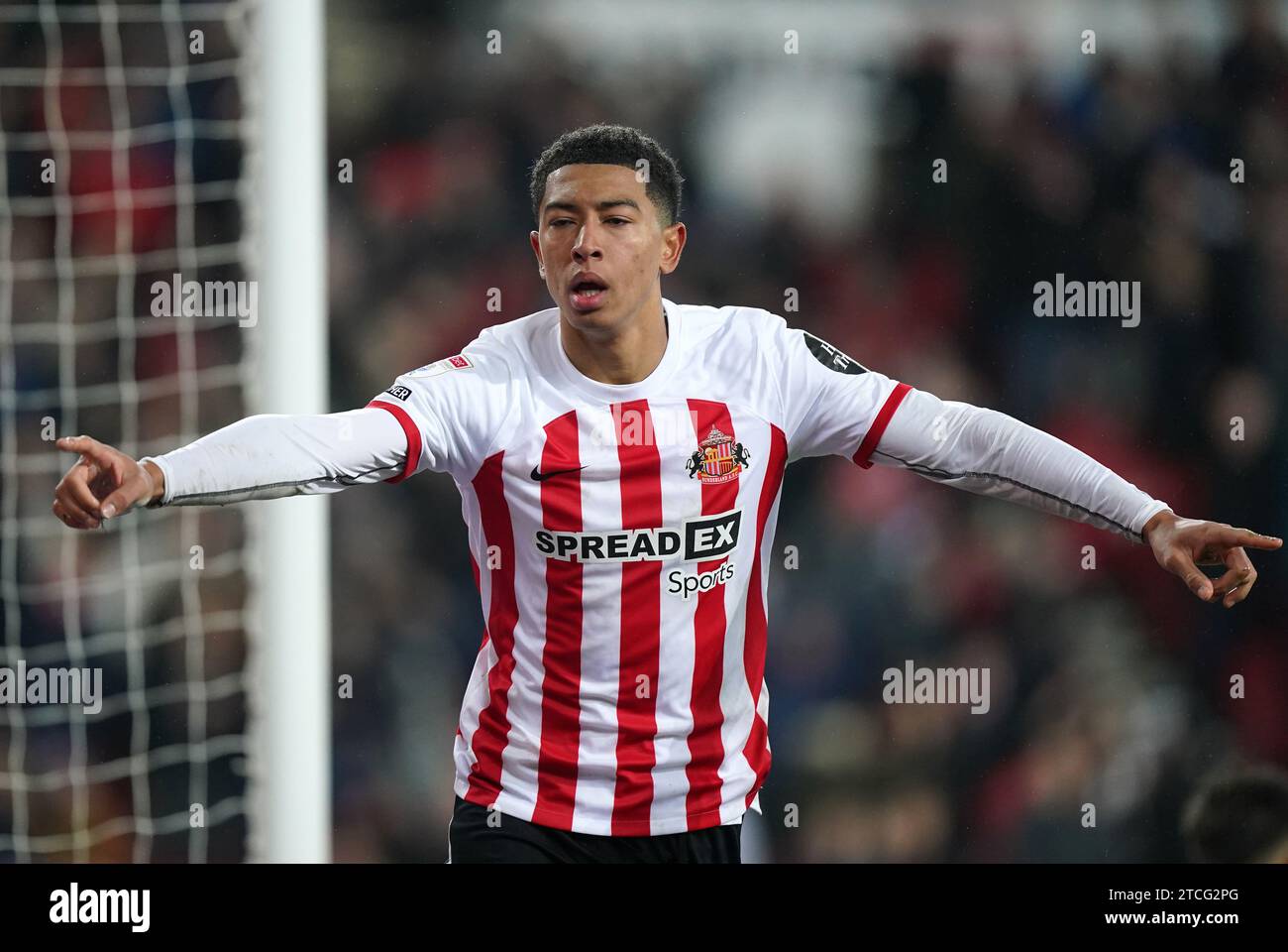Sunderland's Jobe Bellingham celebrates scoring their side's first goal ...