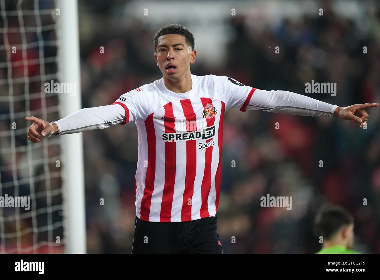 Sunderland's Jobe Bellingham celebrates scoring their side's first goal ...