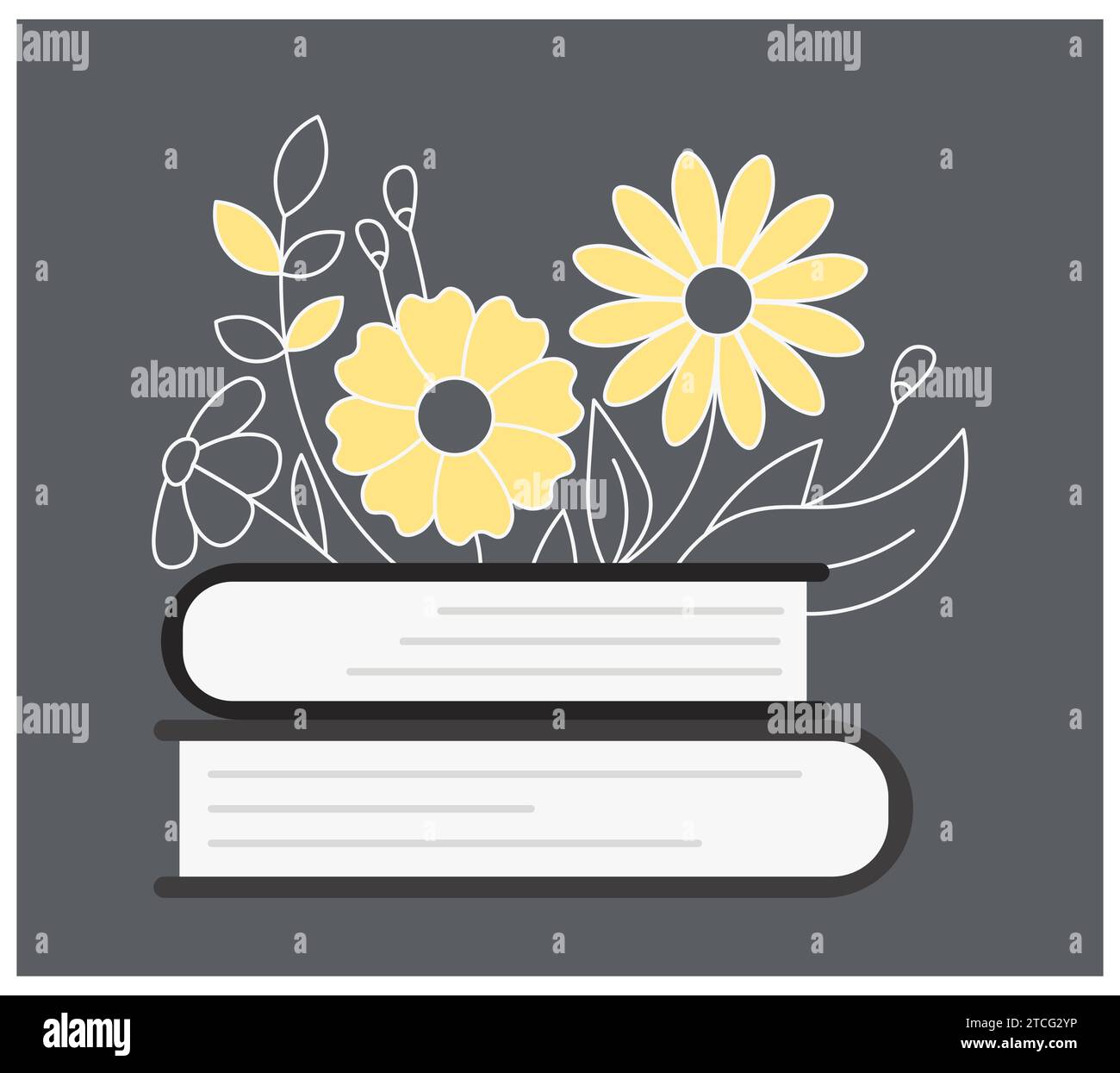Books with flowers Stock Vector Image & Art - Alamy