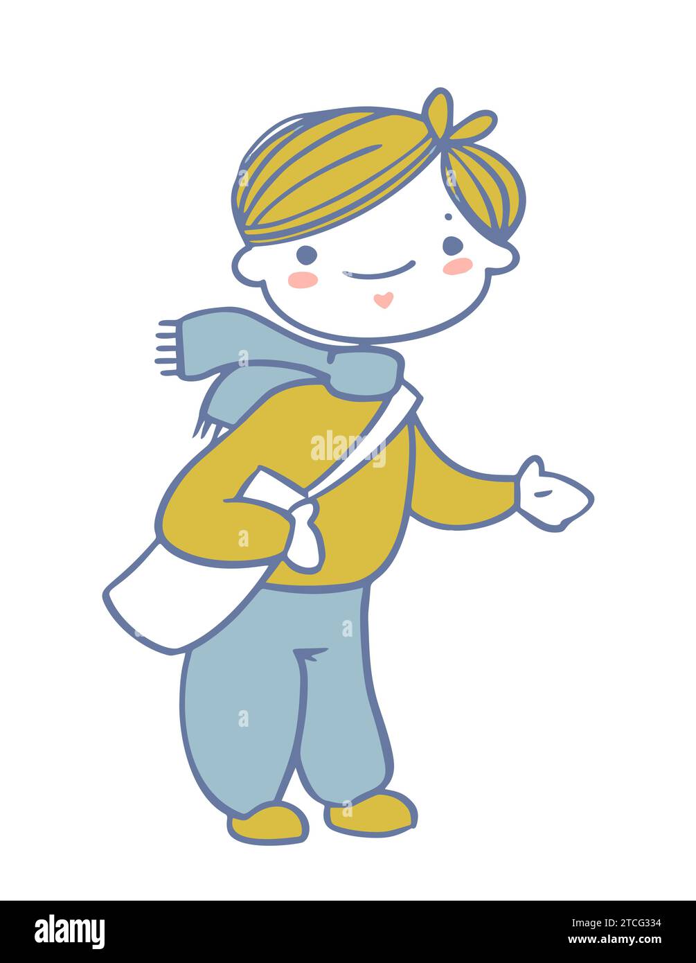 Teen boy vector art line Cut Out Stock Images & Pictures - Alamy