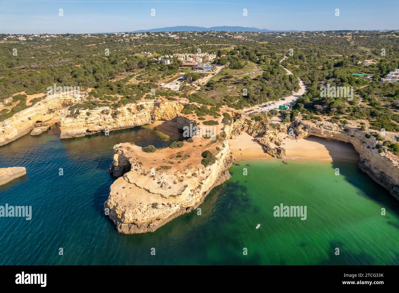Aerial view of the Albandeira Beach in Lagoa, Algarve, Portugal Stock ...