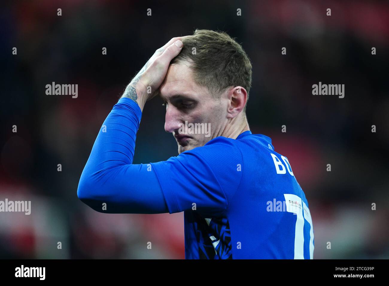 Stoke City goalkeeper Jack Bonham reacts following the Sky Bet ...