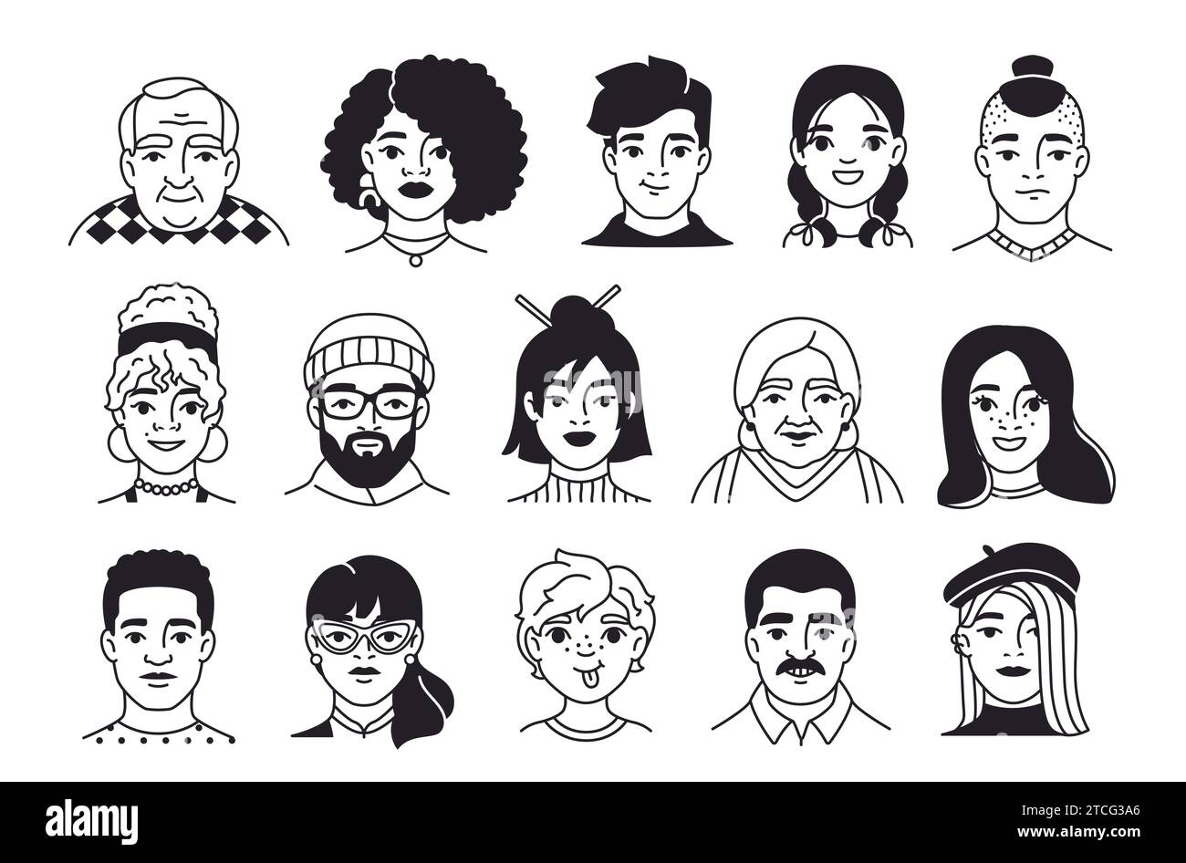 Line people portraits vector set Stock Vector Image & Art - Alamy