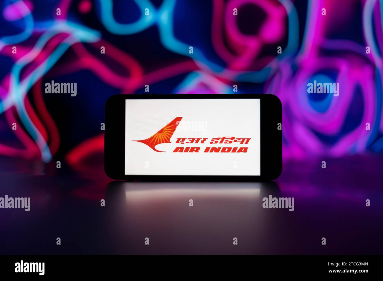 In this photo illustration, the Air India logo is seen displayed on a ...